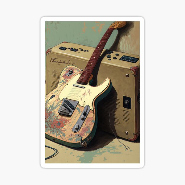 "Vintage Telecaster Electric Guitar" Sticker for Sale by guitar-art ...