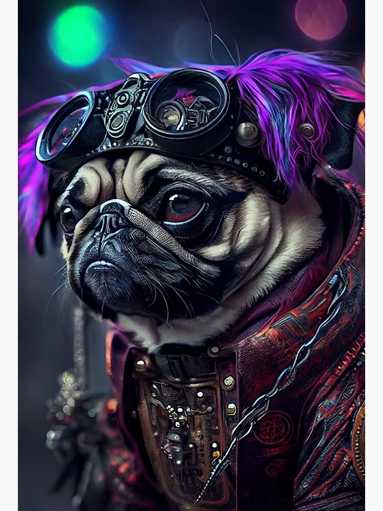 "Cyberpug - Cute Cyberpunk Punk Pug" Sticker for Sale by Wizard-Mail ...