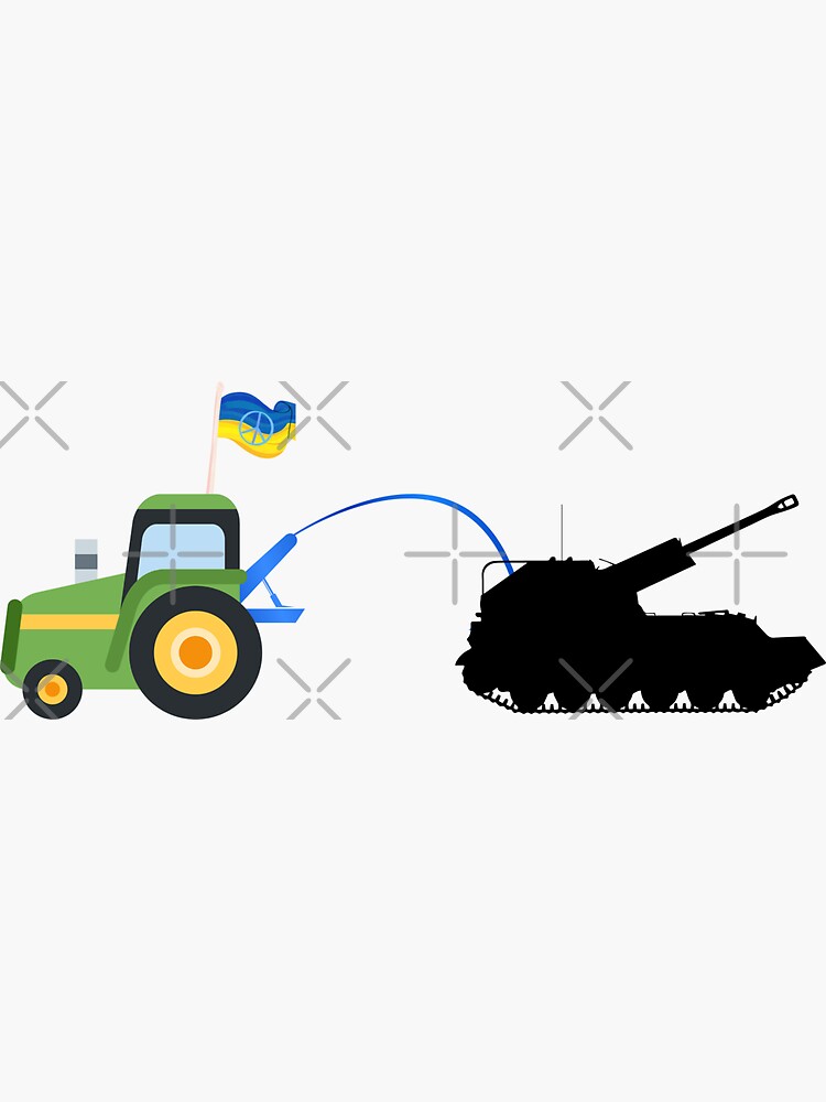 "ukrainian farmer towing russian tank" Sticker for Sale by axoniej ...