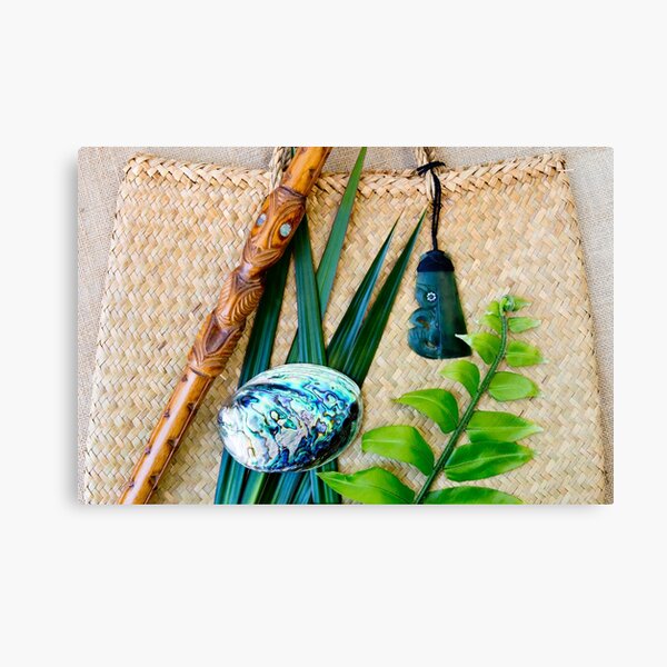 "NZ Maori Theme - Toki Tiki Greenstone And Tokutoku" Canvas Print for ...