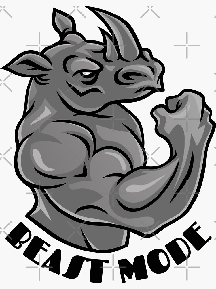 "Beast Mode with Bodybuilder Muscular Rhinoceros " Sticker for Sale by ...