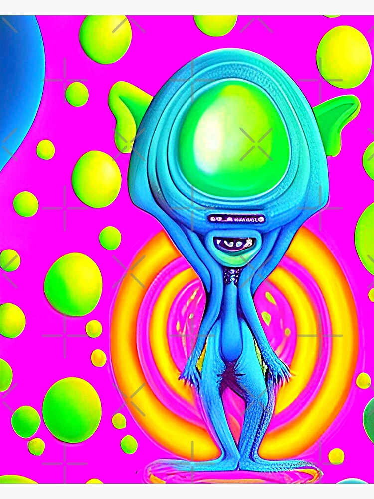 "Funny alien art. Fun colorful cool alien." Sticker for Sale by Neo ...