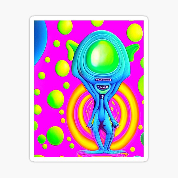 "Funny alien art. Fun colorful cool alien." Sticker for Sale by Neo ...