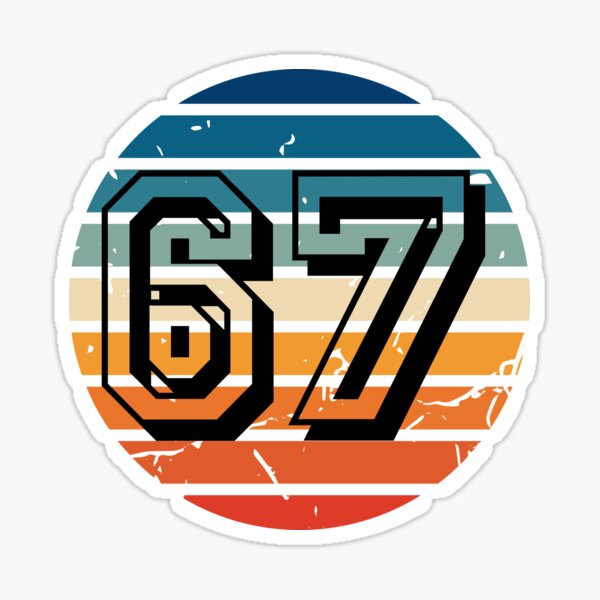 "Number 67 Vintage Retro Sport Sunset Birthday Squad Racing Numbers ...