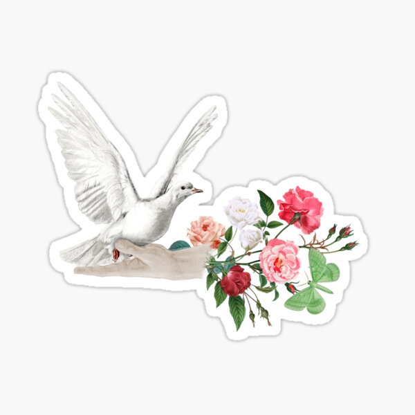"Flower bouquet and white dove" Sticker for Sale by Digitalfred | Redbubble
