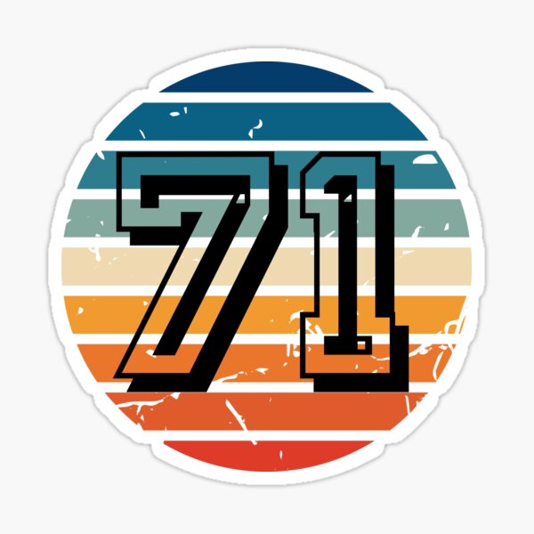 "Number 71 Vintage Retro Sport Sunset Birthday Squad Racing Numbers ...