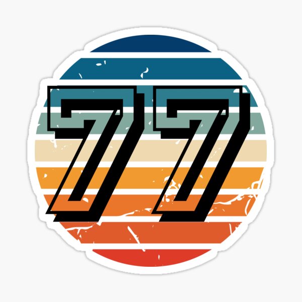 "Number 77 Vintage Retro Sport Sunset Birthday Squad Racing Numbers ...