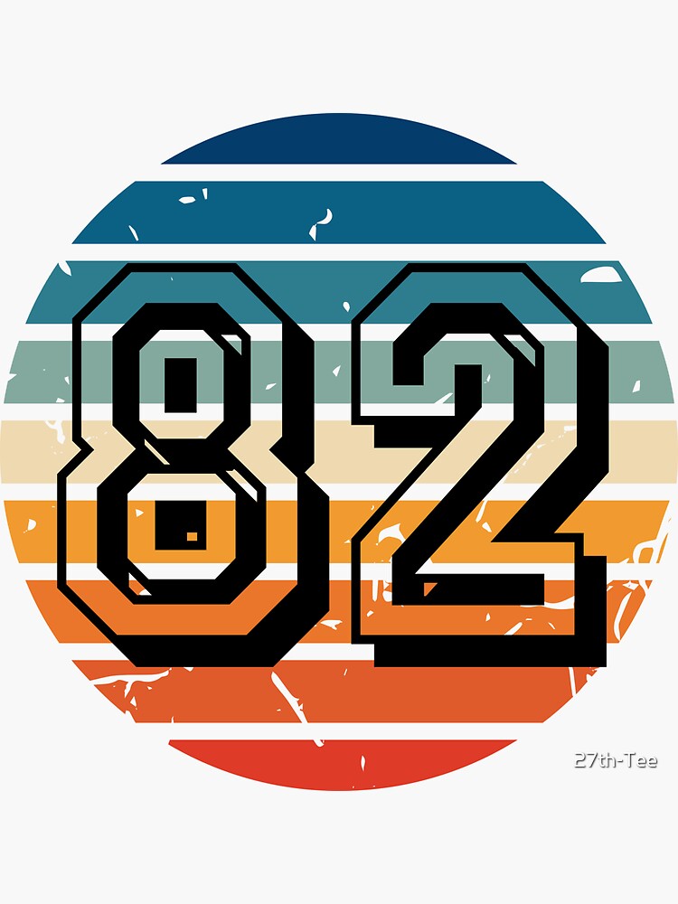 Pegatina «Número 82 Vintage Retro Sport Sunset Birthday Squad Números ...