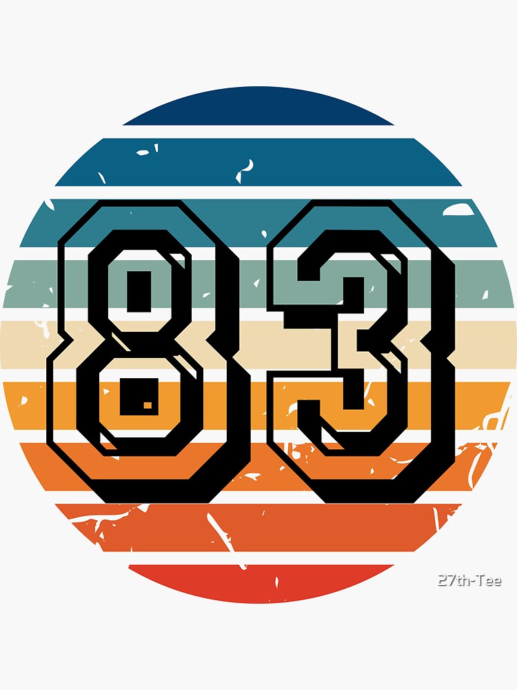 Pegatina «Número 83 Vintage Retro Sport Sunset Birthday Squad Números ...