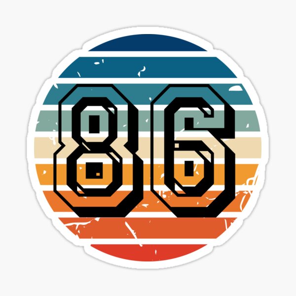 Pegatina «Número 86 Vintage Retro Sport Sunset Birthday Squad Números ...