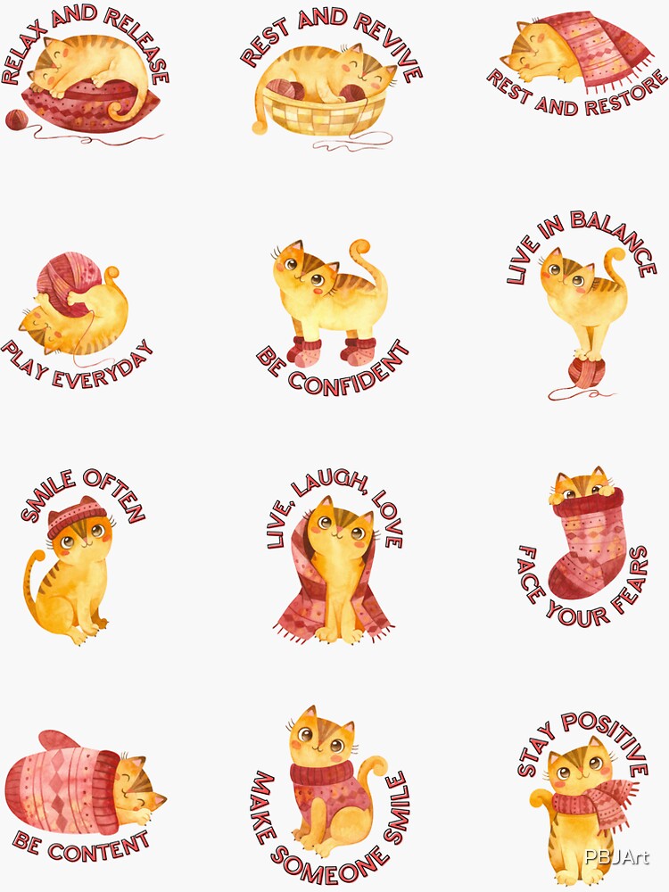 "Cat Affirmations Sticker Pack" Sticker for Sale by PBJArt | Redbubble