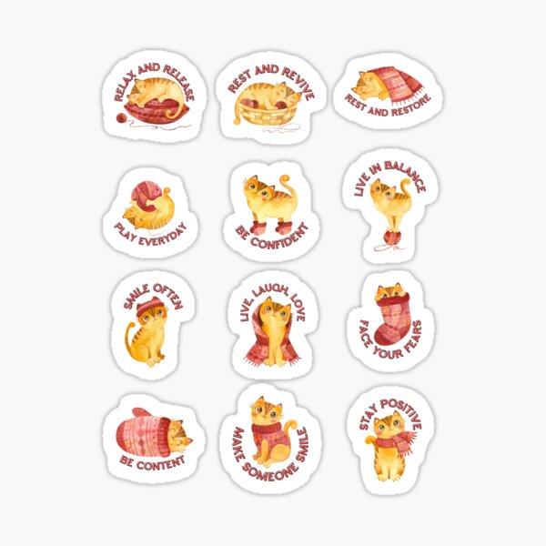 "Cat Affirmations Sticker Pack" Sticker for Sale by PBJArt | Redbubble