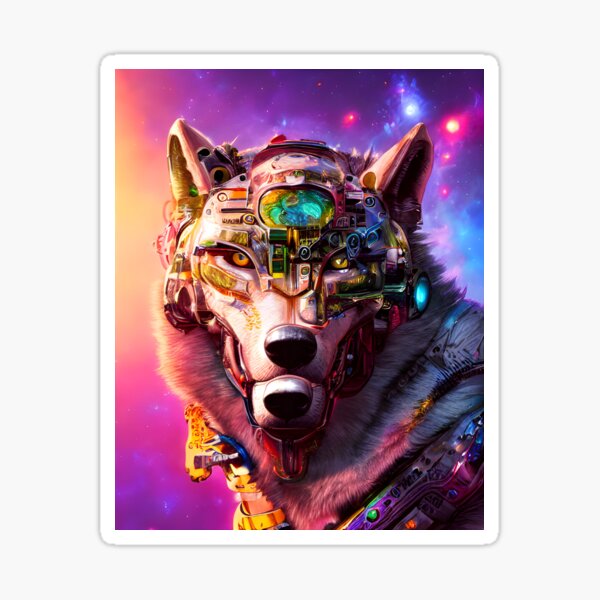 "Cyborg space wolf" Sticker for Sale by Abdullrahman-10 | Redbubble