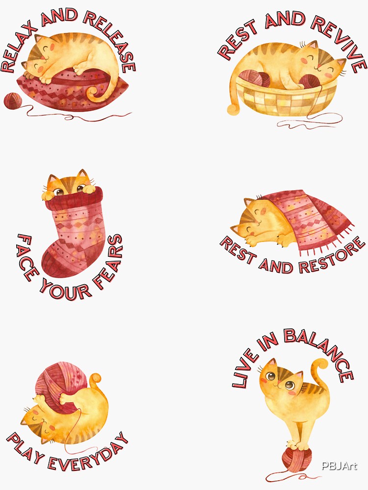 "Cat Affirmations Sticker Pack" Sticker for Sale by PBJArt | Redbubble