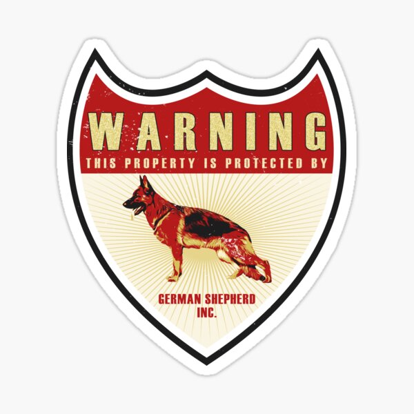 "German shepherd security badge." Sticker for Sale by JJAArt | Redbubble