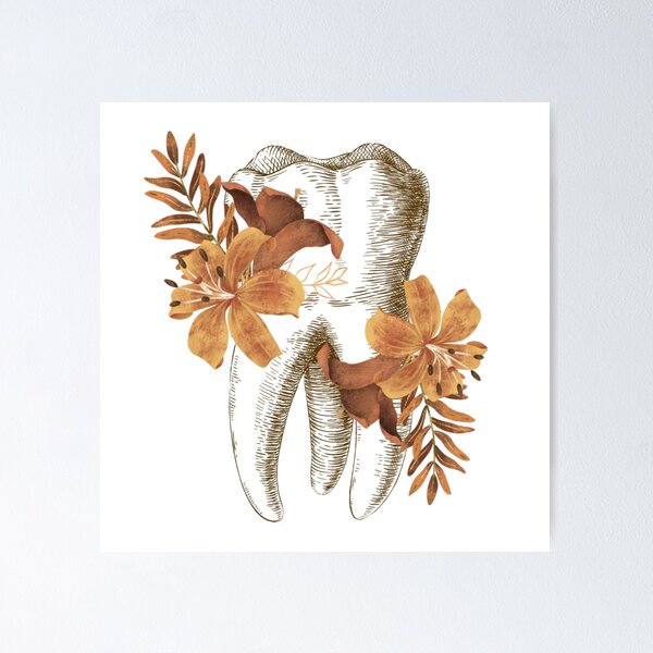 "Tooth with Autumn Flowers - Dental" Poster for Sale by guaka-molly ...