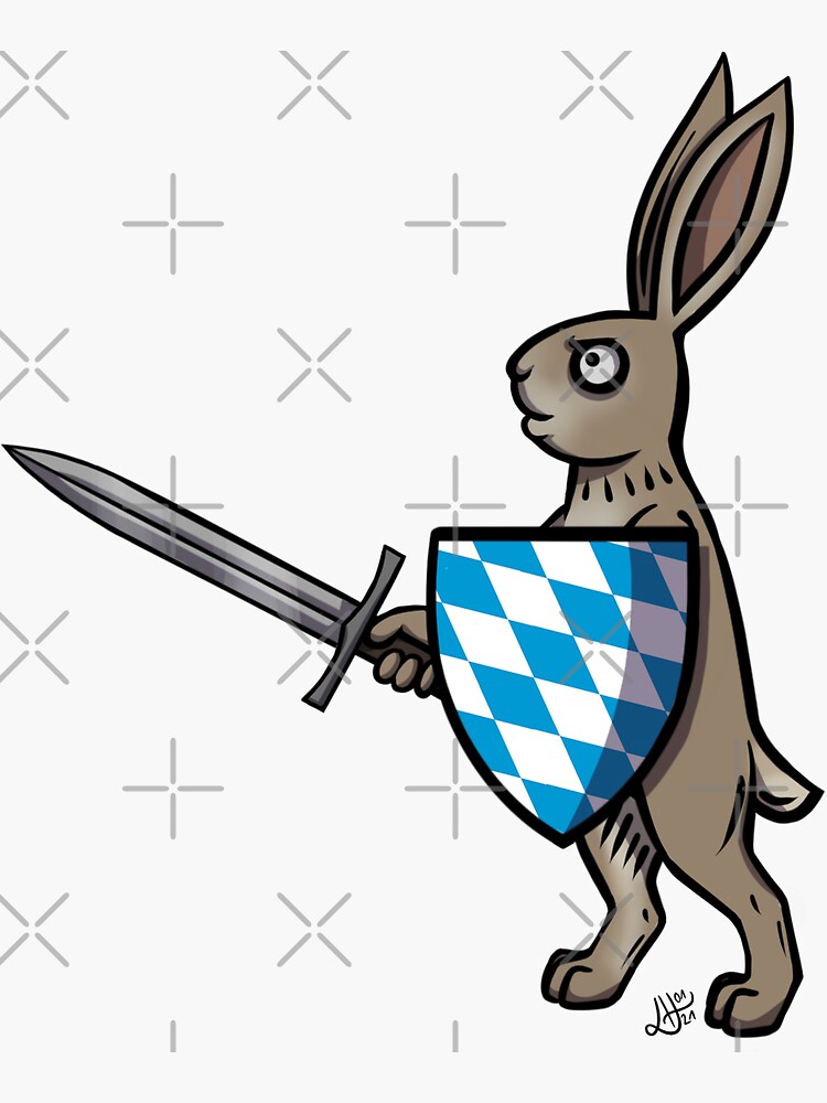 "Medieval Marginalia Bunny: Sword and Shield (Bavaria)" Sticker for ...