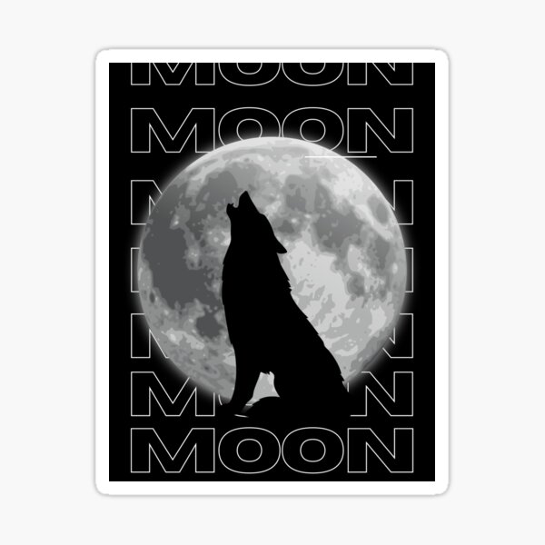"Wolf on Moon" Sticker for Sale by ggalko1 | Redbubble