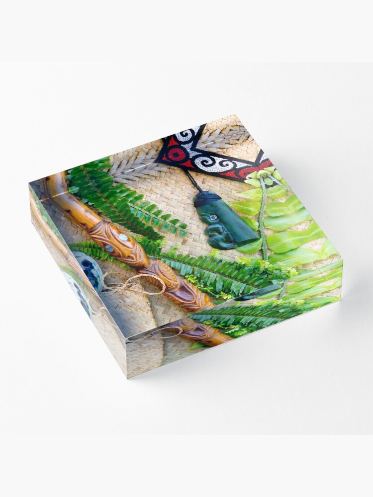 "NZ Maori Theme - Toki Tiki Greenstone And Wooden Tokutoku" Acrylic ...
