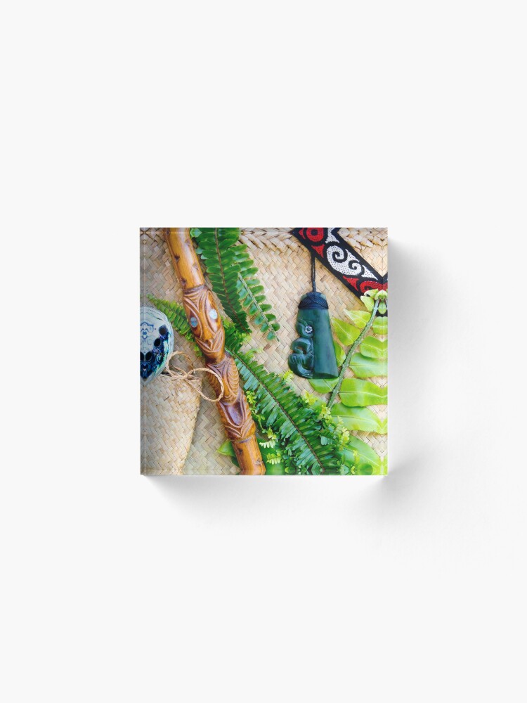 "NZ Maori Theme - Toki Tiki Greenstone And Wooden Tokutoku" Acrylic ...