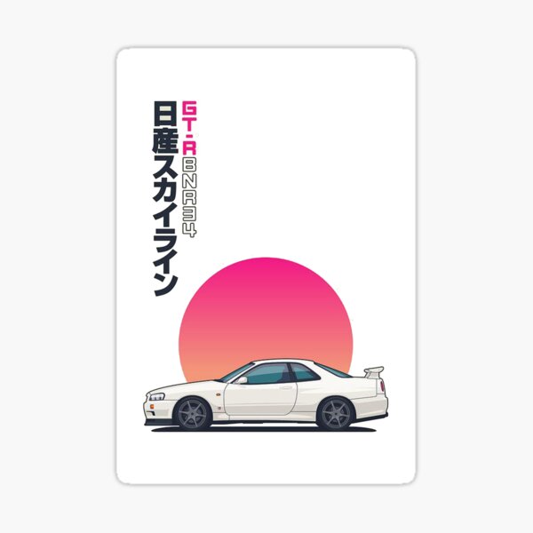 "Nissan skyline r34 gtr" Sticker for Sale by MagicWand9900 | Redbubble