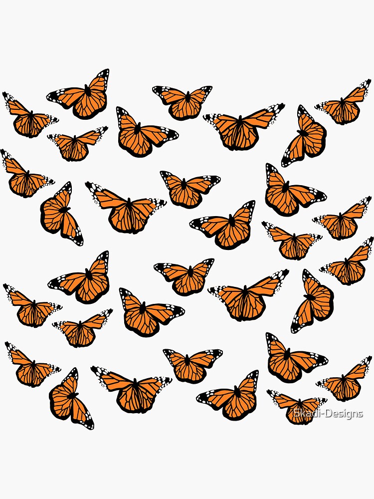 "Butterfly Migration- Orange" Sticker for Sale by Skadi-Designs | Redbubble