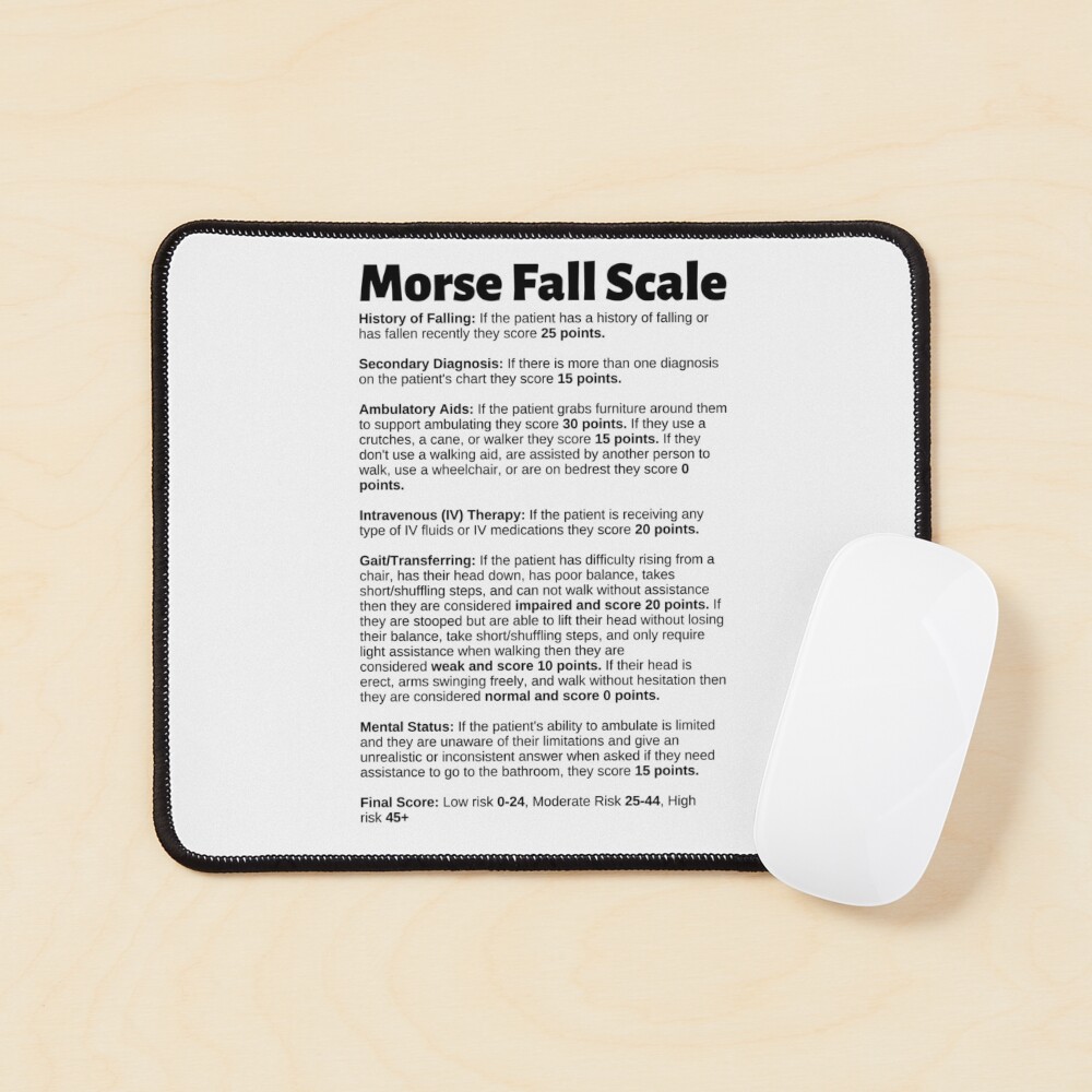 "Morse Fall Scale Chart" Poster for Sale by Caregiverology | Redbubble