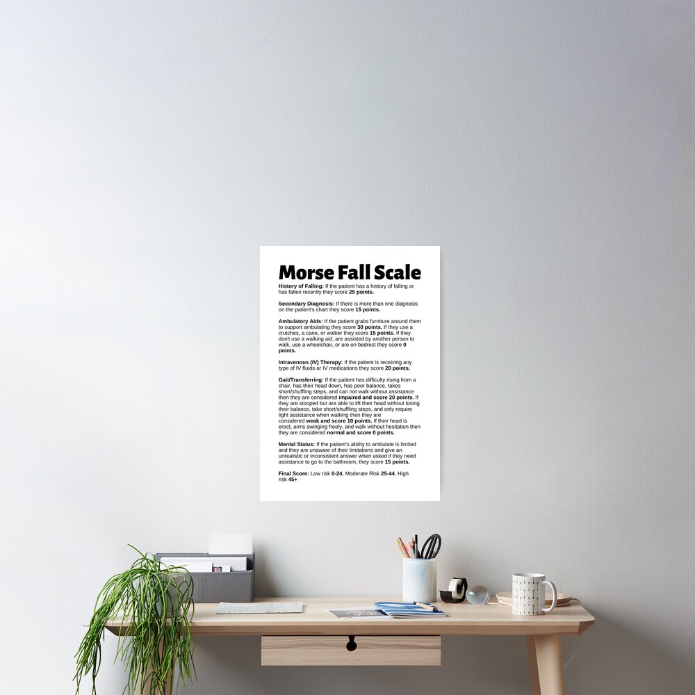 "Morse Fall Scale Chart" Poster for Sale by Caregiverology | Redbubble