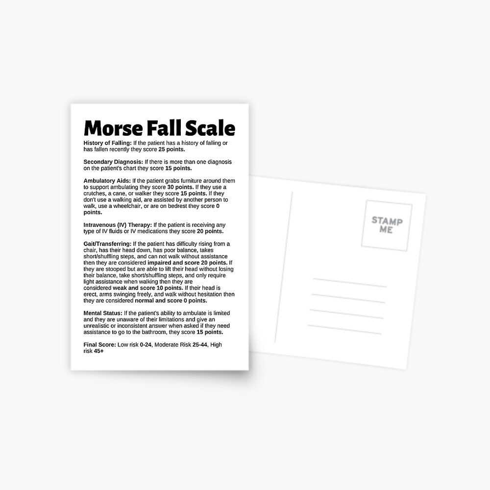 "Morse Fall Scale Chart" Poster for Sale by Caregiverology | Redbubble