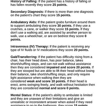 "Morse Fall Scale Chart" Art Board Print for Sale by Caregiverology ...