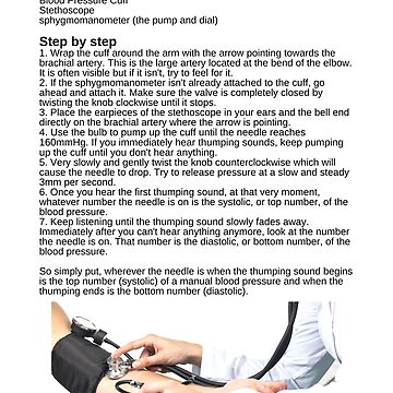 "How to Check a Manual Blood Pressure Instructions" Poster for Sale by ...