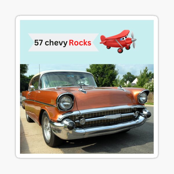 "1957 classic chevy car and airplane" Sticker for Sale by LGMmugsdesign ...