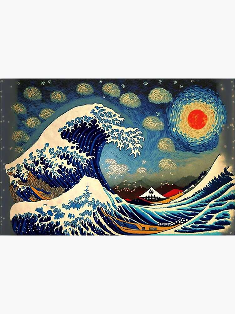 "Great Wave And Starry Night" Sticker for Sale by ParadiseSlice | Redbubble