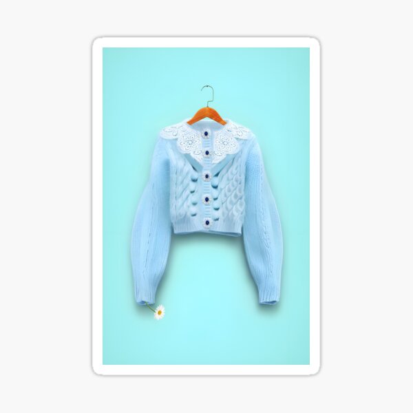 "Un cardigan ("A Cardigan".) : Part of the Blue Collection." Sticker ...