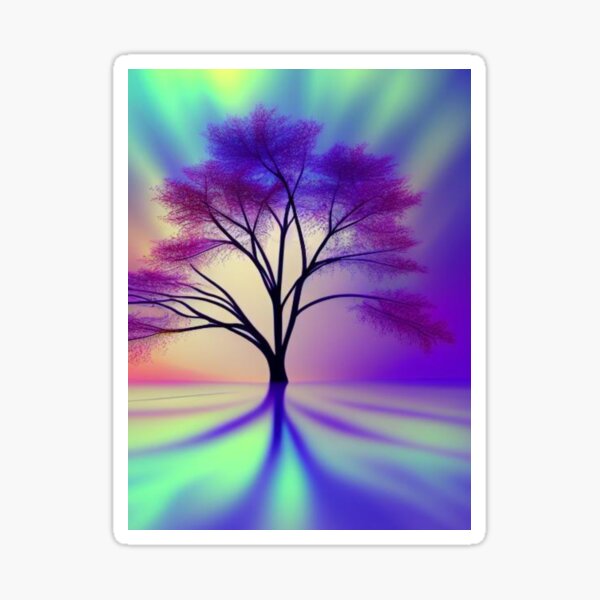 "Tree of Life with Northern Lights" Sticker for Sale by HanaiPrint ...