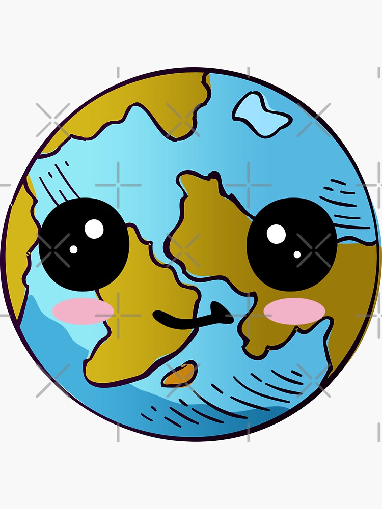 "Cute Planet - Cute Earth" Sticker for Sale by wherestarsfall | Redbubble