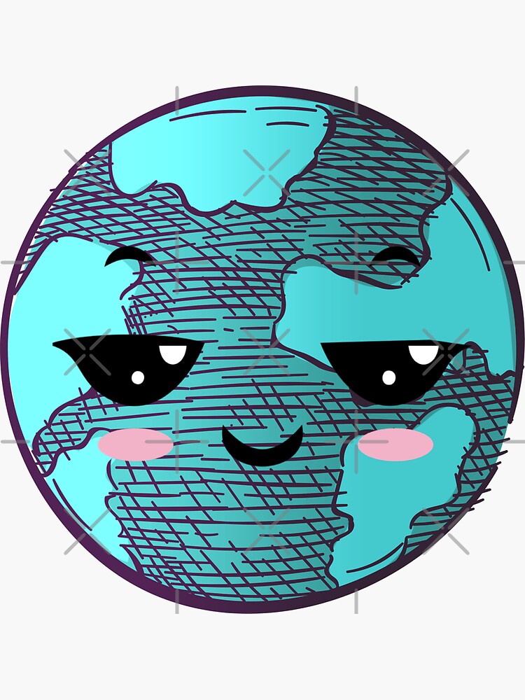 "Cute Planet - Cute Earth" Sticker for Sale by wherestarsfall | Redbubble