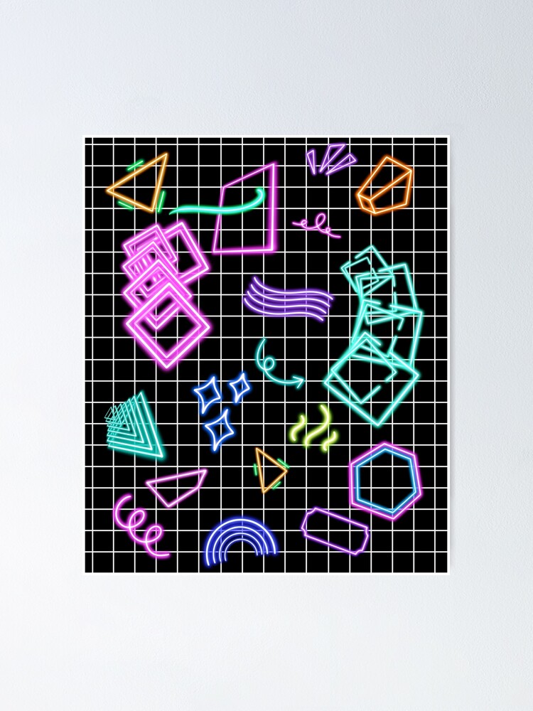 "80s Retro Grid Trapper Keeper | Geometric Shapes Vintage Purple Neon ...