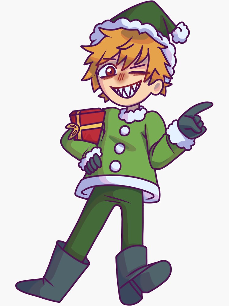 "denji - christmas" Sticker for Sale by aliendxde | Redbubble