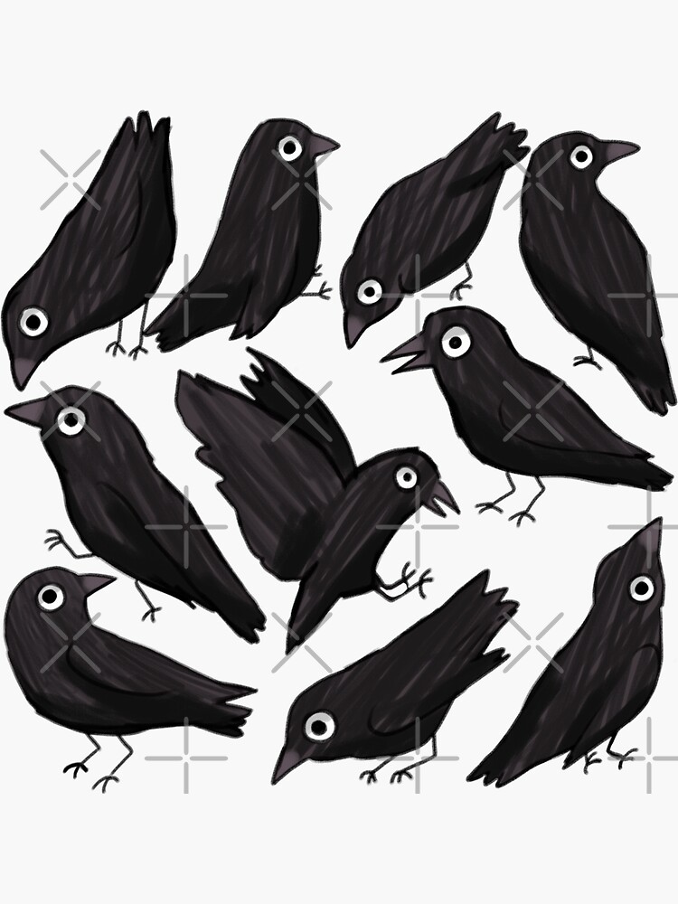 "Cute cartoon crow pack" Sticker for Sale by Mayarart | Redbubble