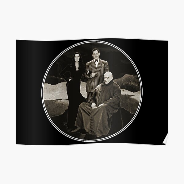 Gomez Morticia And Fester Addams Circle Portrait Abstract Digital Art Poster For Sale By