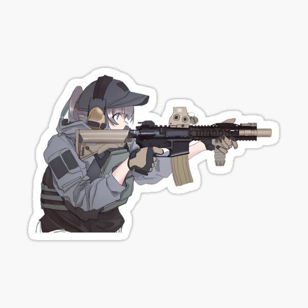 "Military Anime Girl" Sticker for Sale by kittiescuties | Redbubble