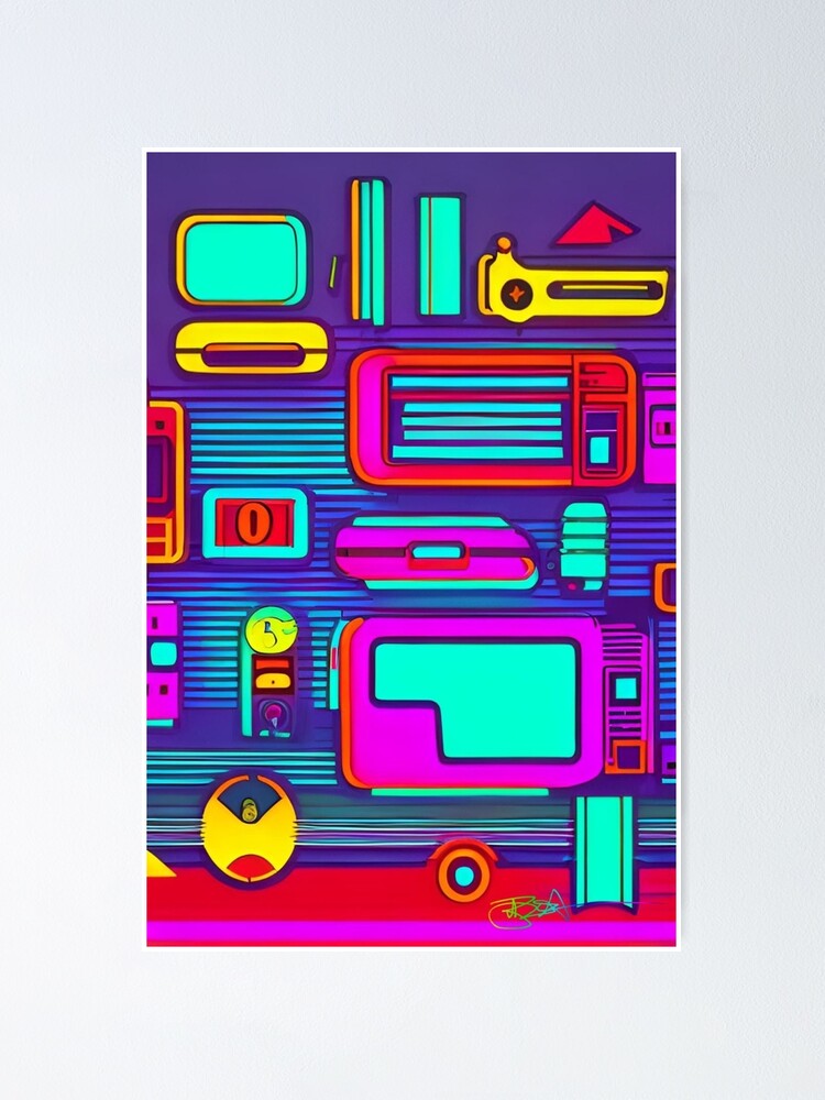 "80’s Retro Tech Vibes 72" Poster for Sale by benitodelray | Redbubble