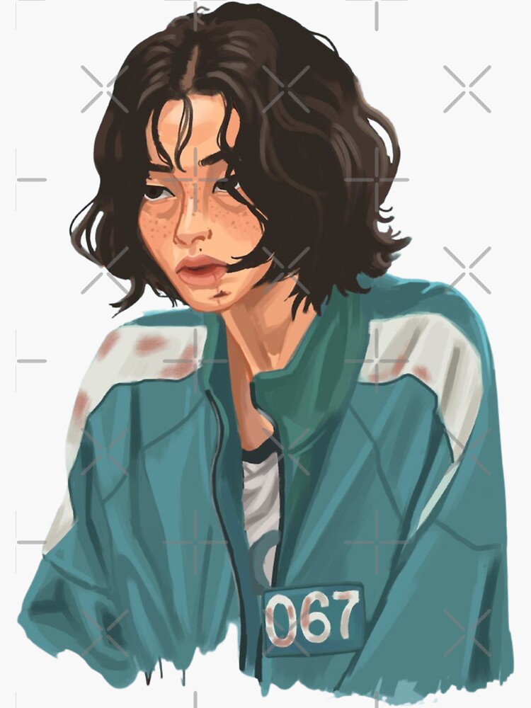 " Squid Game girl Kang Sae-byeok Player 067" Sticker for Sale by ...