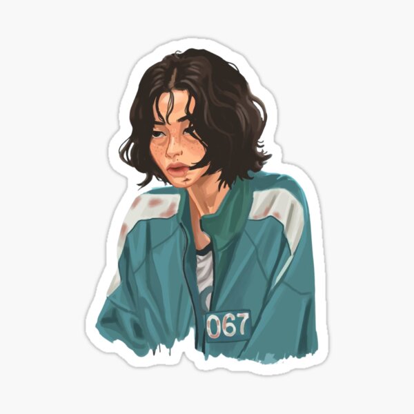" Squid Game girl Kang Sae-byeok Player 067" Sticker for Sale by ...