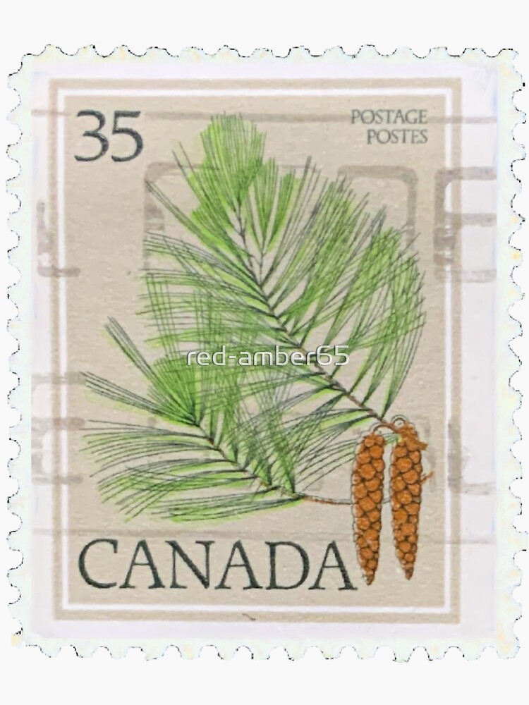 "Vintage Canadian Fern Flower Postage Stamp" Sticker for Sale by red ...