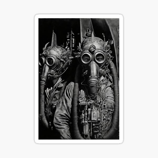 "Biomechanical Gas Masked Beings" Sticker for Sale by desolate-lands ...