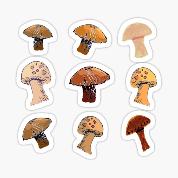 "Cute Whimsical Mushrooms Cottagecore Nature Art" Sticker for Sale by ...