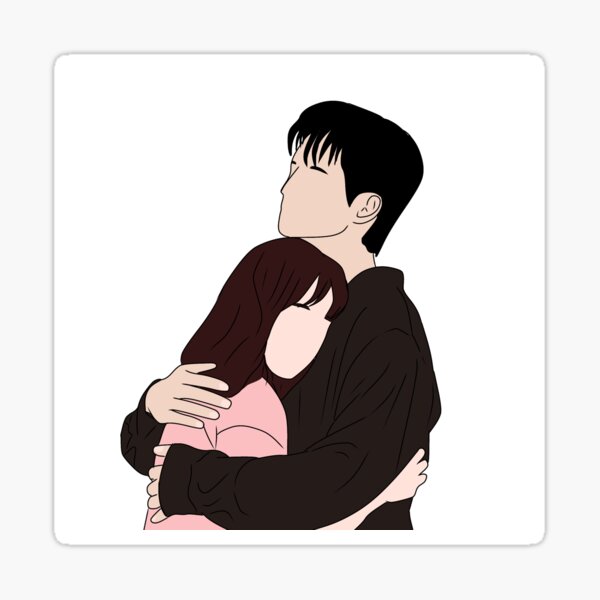 "hugging couple" Sticker for Sale by JulietteZhoe | Redbubble