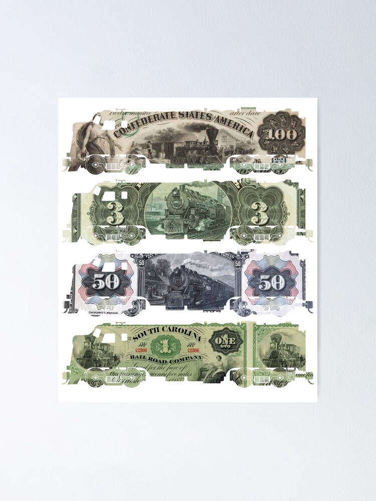 "Trains on banknotes - Set 3 - Money" Poster for Sale by cartoon ...
